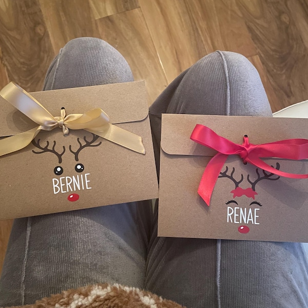 Personalised Reindeer Kraft Brown Money/voucher Gift Envelope With ...