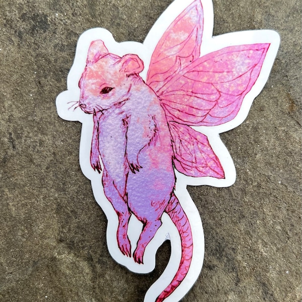 Fairy Field Mouse Vinyl Sticker, Cute Animal Laptop Decal, Fae Magic ...
