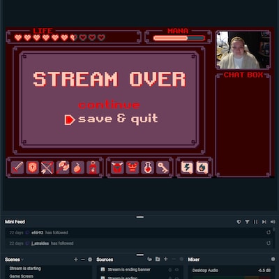 Stream Package Twitch Overlay / 8 Bit RPG Inventory Video Game Theme ...