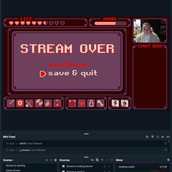 Stream Package Twitch Overlay / 8 Bit RPG Inventory Video Game Theme ...