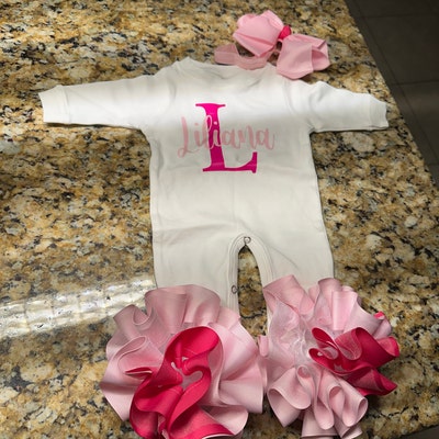 Baby Girl Outfit, Coming Home Outfit, Custom, Handmade, Personalized Newborn, Babyshower Gift ...