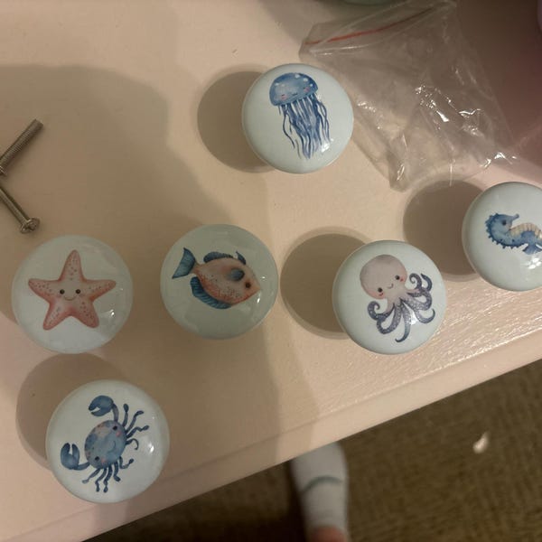 Sea Animals Theme Ceramics Drawer Handle Knobs, Nursery Knob Handle, Animal Knobs for Nursery ...