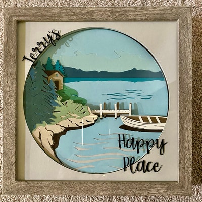 Lake Landscape Shadow Box SVG Template, 3D SVG Shadowbox, DIY Cabin ...