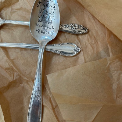 LOVE YOU TO the Moon and Back Coffee Spoon Stamped Silver Spoon Stir ...