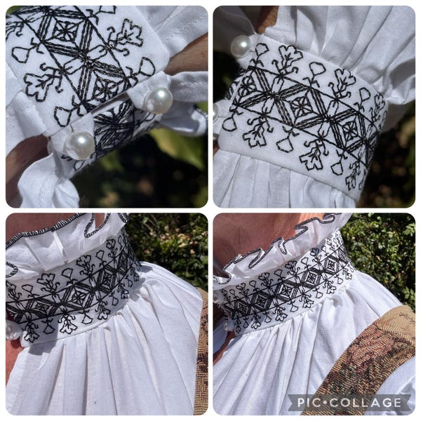 Ladies' Elizabethan Embroidered White Linen Partlet Blouse - Etsy