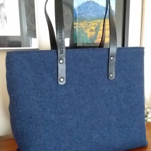 Merino Wool Felt Tote Bag With Leather Handles, Felt Handbag, Felt Bag ...