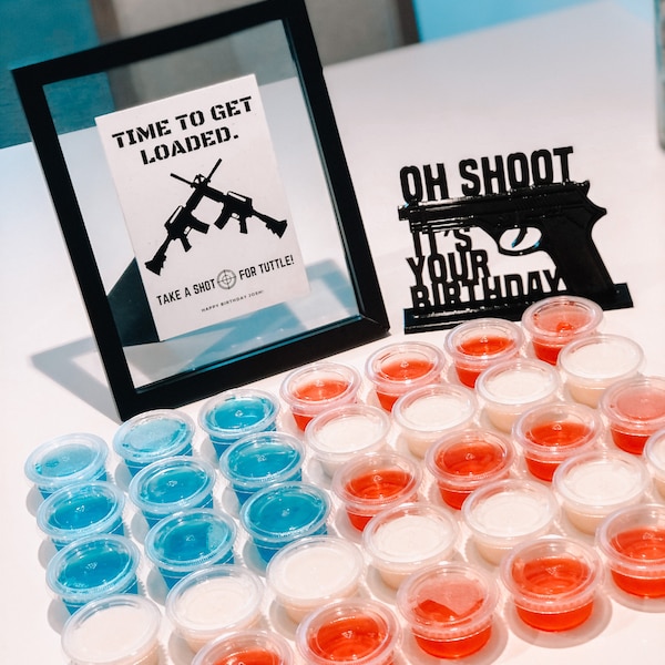 Oh Shoot It's Your Birthday GUN Cake Topper on Base - Solid 3D Printed ...