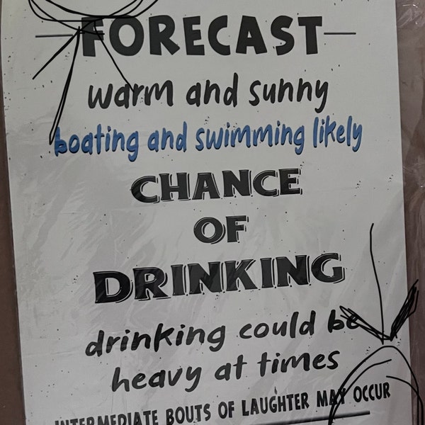 Funny Lake Forecast Sign | Lake House Decor | Boating & Drinking Wall ...