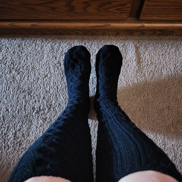 Open Work Knitted Lounge Socks High Socks for Women, Winter Over Knee ...