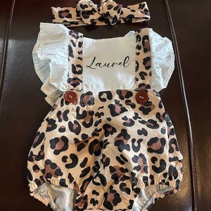 Baby Girl Leopard Animal Print Clothes, Personalized Wild One Infant ...