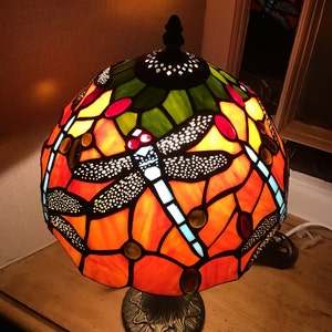 Tiffany Style Table Lamp Handcrafted Art Bedside Light Desk | Etsy