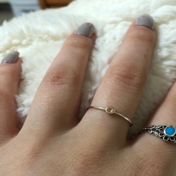 Tiny Initial Ring Stacking Initial Ring Small Gold Initial Ring Silver Stacking Ring ...