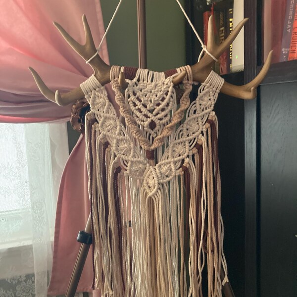 Macrame Antler Tutorial Pattern Wall Hanging, Digital Download, Witchy ...
