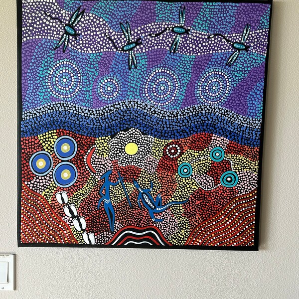 New Aboriginal Painting Waterholes Acrylics on Canvas One of a Kind ...