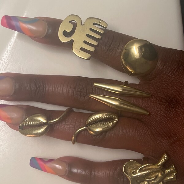 5 Brass Rings,wholesale Brass Rings,statement Rings,adjustable Brass ...