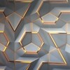3D Look Abstract Gold Geometric Shapes Wallpaper, Gray Background ...