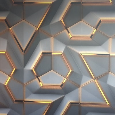 3D Look Abstract Gold Geometric Shapes Wallpaper, Gray Background ...