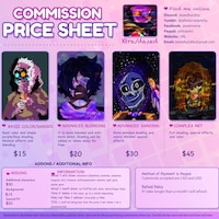 Easy DIY Custom Pricing Commission Sheet Template for Artists, Crafters, Freelancers Cute Kawaii ...