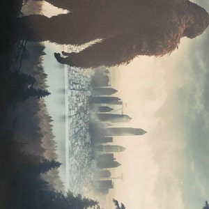 Phoenix Canvas Wall Art, Phoenix Flying Over Burning City, Office Decor ...