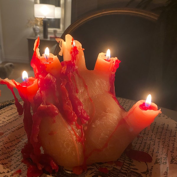 Bleeding Hand Candle - Halloween Decor - Halloween Candles - Halloween ...