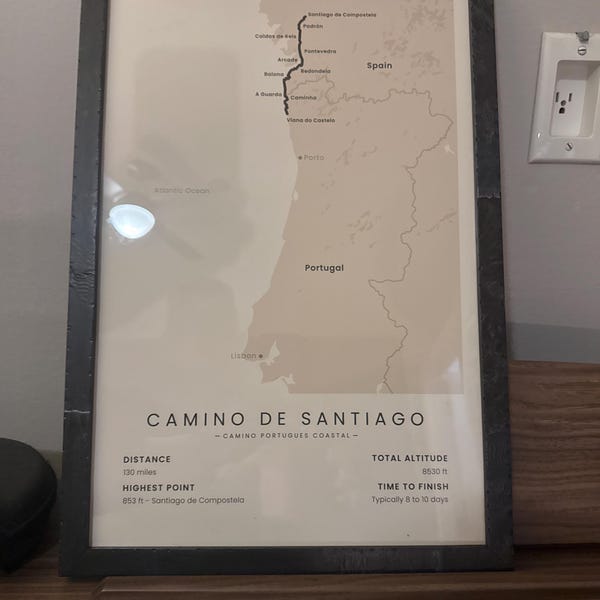 Camino Finisterre Hiking Trail Print | Camino De Santiago Walking Path ...
