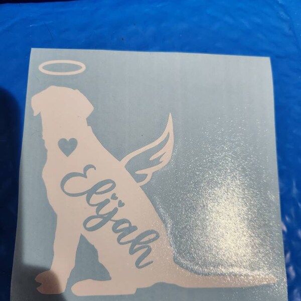 Angel Lab Silhouette With Wings, Halo, Heart and Name - Vinyl Graphic ...
