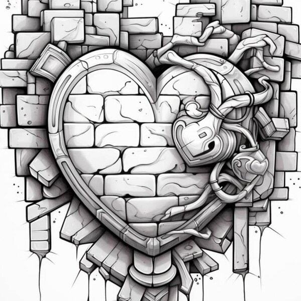 Graffiti Heart Coloring Book | 25 Abstract Street Art Pages (PDF) - Etsy