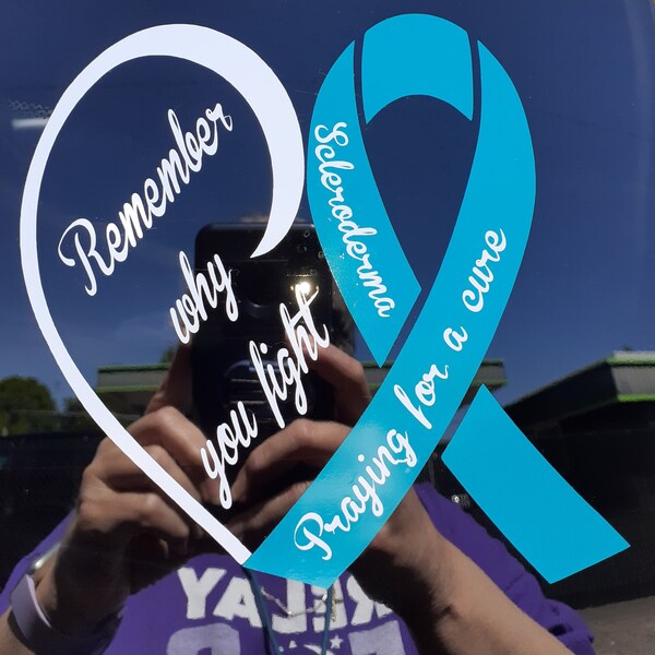 Teal Awareness Ribbon Fight Heart Design Window Decal (batten Disease ...