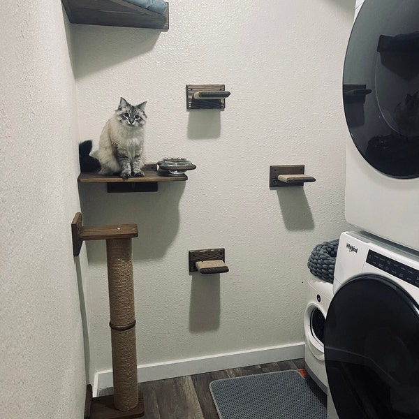 Corner Cat Bed Set, Cat Wall Furniture, Cat Shelves, Cat Feeder Shelf ...