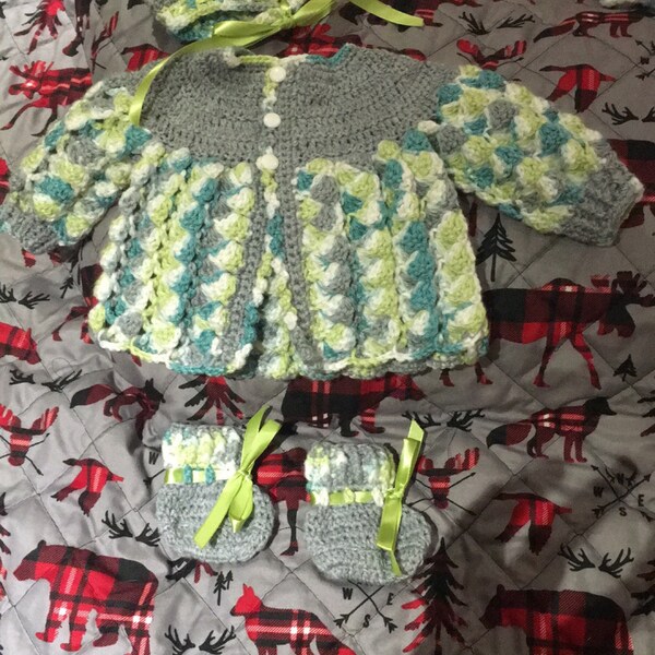 Pastel Baby Sweater, Crochet Baby Sweater, Handmade Neutral Baby ...