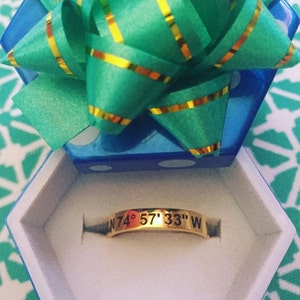 Custom Location Coordinates Ring Dainty Coordinates | Etsy