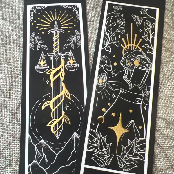 Tarot Justice and the Hermit GOLD FOIL Bookmark, Justice Bookmark ...