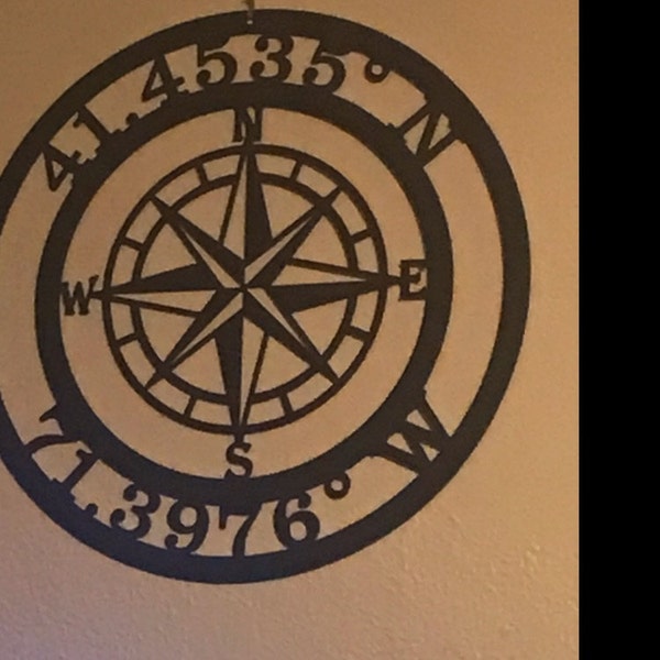 Personalized Compass GPS Coordinates Metal Wall Art Sign - Makes a ...