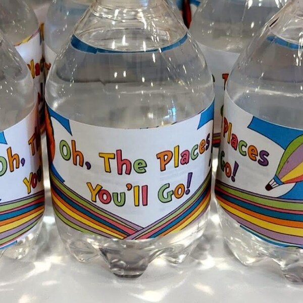 Rainbow Water Bottle Label, Baby Shower Decor, Firs Birthday ...