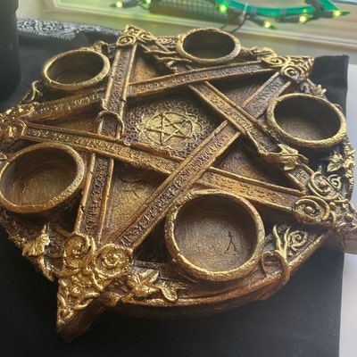 Pentagram Altar Table Ritual Altar Tile Tea Light Candle Holders ...