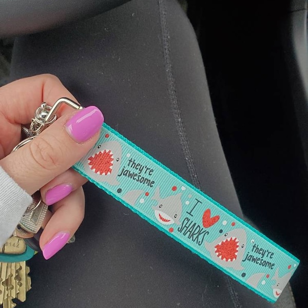 Shark Key Fob - I Love Sharks Key Fob - Shark Keychain - Fish Key Fob ...