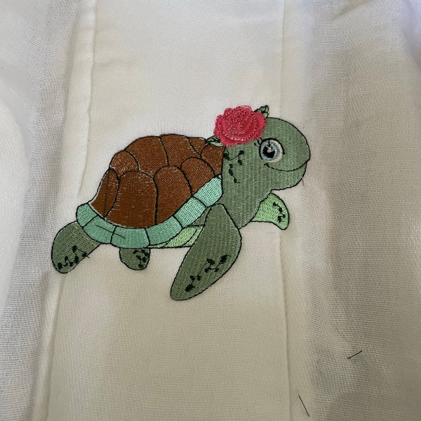 Cute Floral Sea Turtle Machine Embroidery Design 4 Sizes, Animals ...