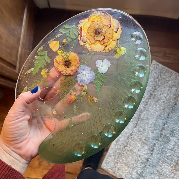 Floral Resin Paint Palette, Floral Paint Palette, Resin Flower Paint ...