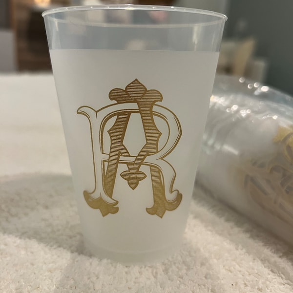 Personalized Wedding Cups - Frost Flex Cups, Interlocking Monogram Cups ...