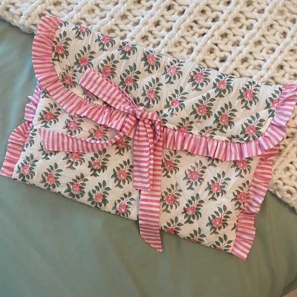 Hand Block Printed Quilted Laptop Sleeve With Bow | Floral Eco-friendly ...