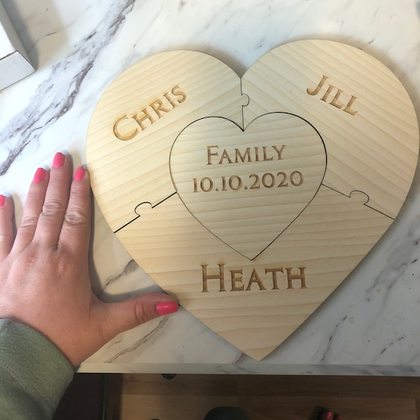 Custom Family Wooden Heart Puzzle - Family Unity Puzzle - Pregnancy ...