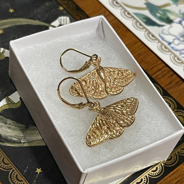 Gold Moth Lever Back Earrings. Insect Jewelry, Moth Jewelry, Nature ...