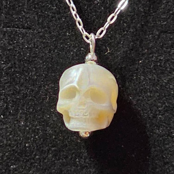 Natural Pearl Necklace Hand-carved Pearl Skull Necklacedainty Pearl ...