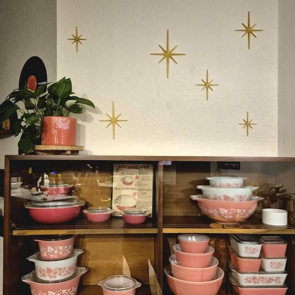 Mini Elongated Mid Century Modern Starbursts Wall Decor Set of 6 Indoor ...