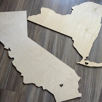 State Sign Cutout With Heart, Housewarming Gift, Wall Decor, Wooden ...
