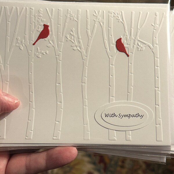 Red Cardinals in Birch Trees Sympathy Card - Etsy