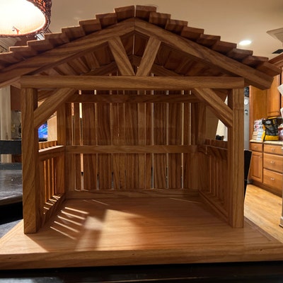 Oak Stable for Nativity Scene, Handmade Stable, Manger, Christmas - Etsy