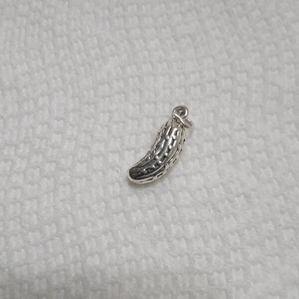 Sterling Silver Pickle Charm, Pickle Pendant, Food Charm, Cucumber ...