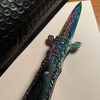 Athame / Dagger - Aurora Borealis Blade Ornate Folding 9 Inch Black ...