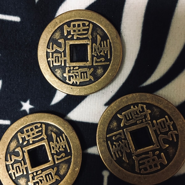 3 Pcs Extra Thick Large Brass I Ching Coins. 32 Mm Weight About 0.5 Oz ...
